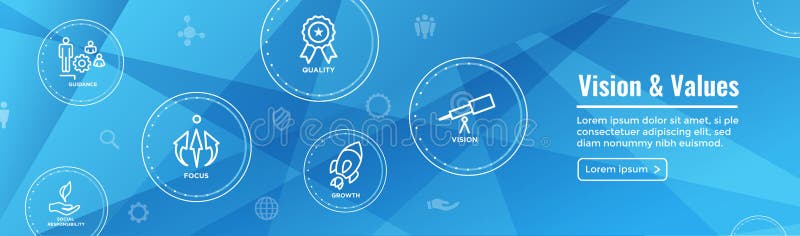 Vision and Values Web Header Banner with Connection, Growth, Focus ...