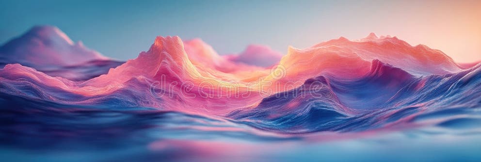 Visionary Digital Scenery with Fluid Wave Patterns on a Blue Gradient ...