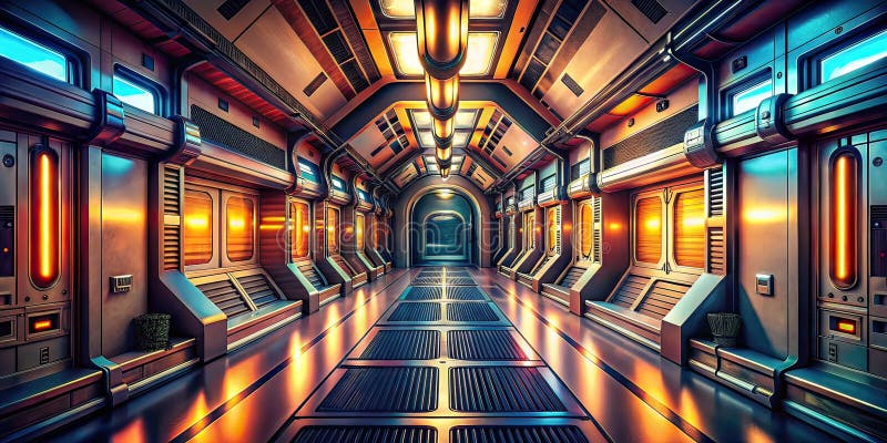 A Visionary Glimpse into the Future Futuristic Spaceship Corridor with ...
