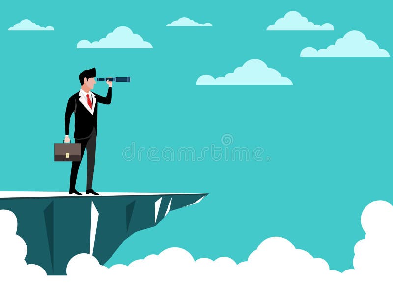 Visionary Leadership Concept with Businessman Looking through Telescope ...