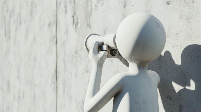 Visionary Perspective: Stick Figure with Binoculars Stock Photo - Image ...