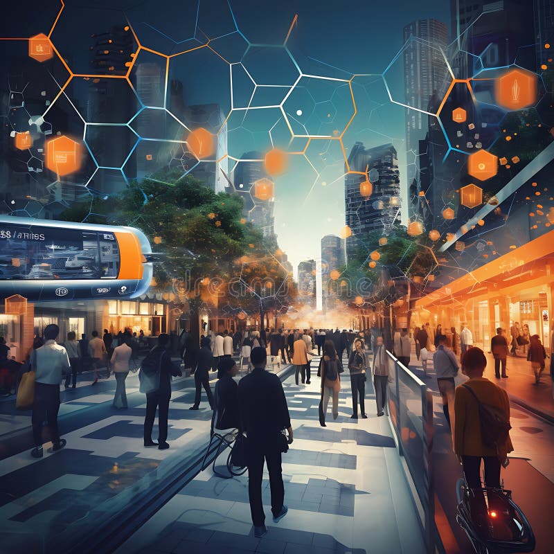 Visionary Smart City with Integrated IoT Systems Stock Image - Image of ...