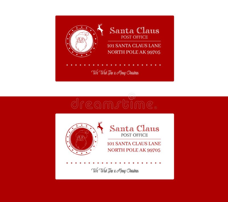 Red and White Visit Cards of Santa Claus Stock Vector - Illustration of ...