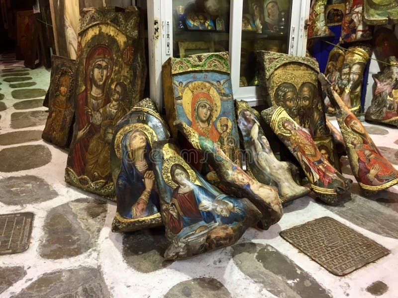 A Gift Art Store in a Visit in Mykonos, Greece Stock Image - Image of ...