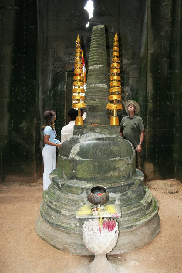 Inside Preah Khan Temple with Light and Stupa, UNESCO Site, Cambodia ...