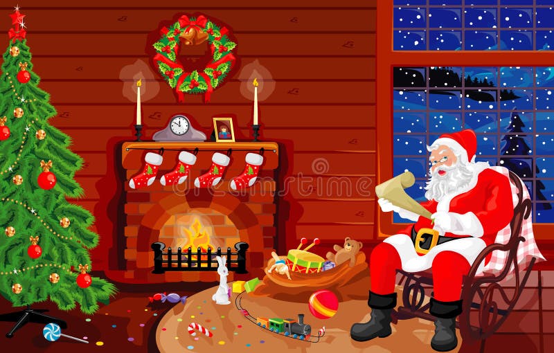 On a visit at Santa stock vector. Illustration of element - 27751035