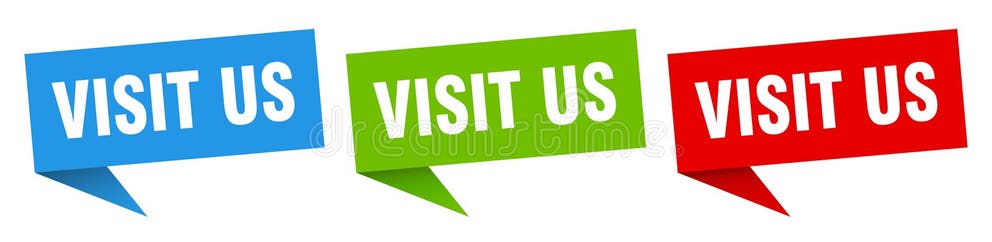 Visit Us Banner. Visit Us Speech Bubble Label Set Stock Vector ...