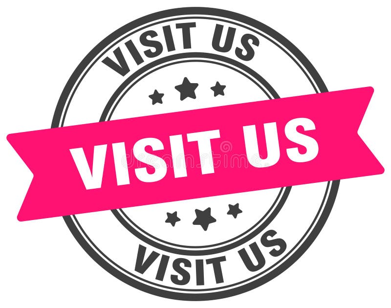 Visit Us Sign. Rounded Isolated Button. White Sticker Stock Vector ...