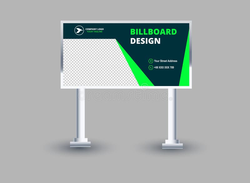 Billboard Template Design Outdoor Advertising Green Color Stock Vector ...
