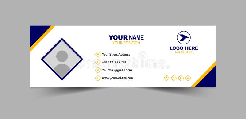 Email Signature Template Blue and Yellow Design Stock Vector ...