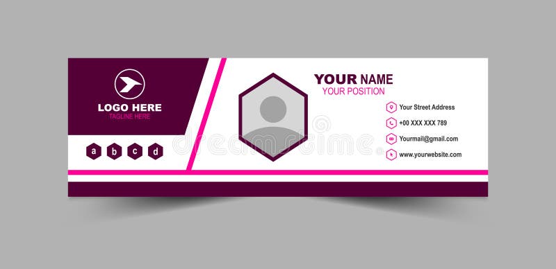 Email Signature Design Template Purple Color Company Corporate Stock ...