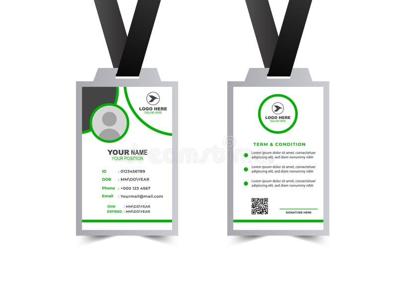 ID Card Design Template Gray and Green Corporate Modern Professional ID ...