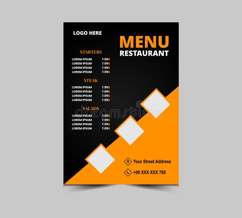 Menu Restaurant Fast Food Flyer Design Template Stock Vector ...