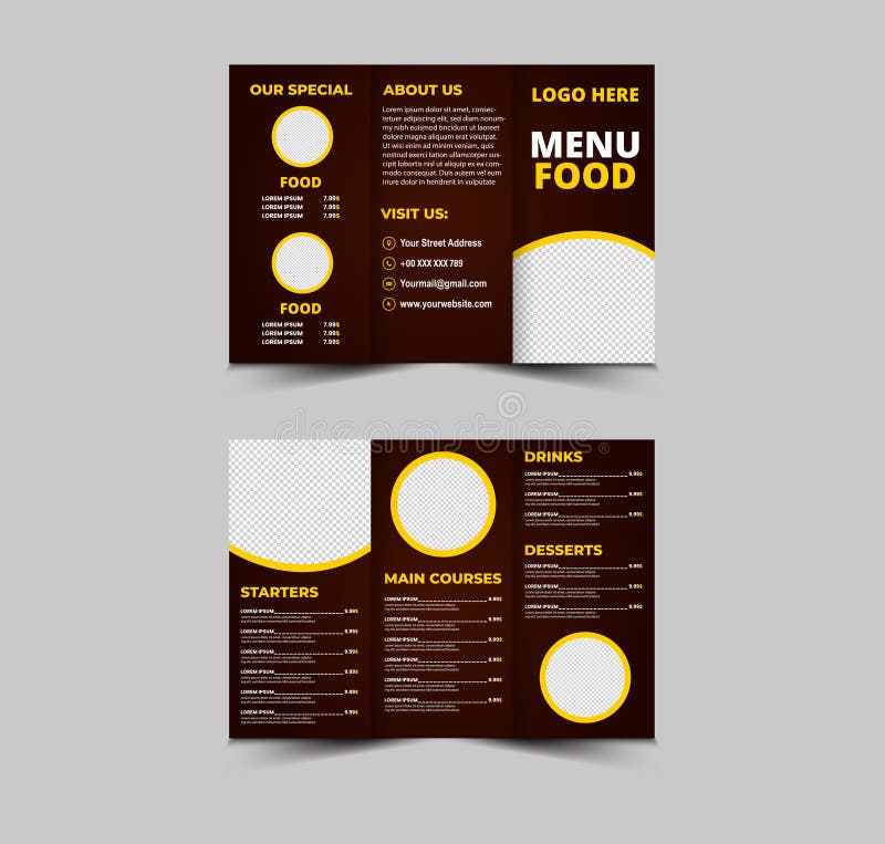 Menu Food Template Design Fast Food Flyer with Starters Main Courses ...