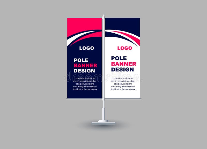 Pole Street Banner Design Template Blue and Pink Advertisement Stock Vector - Illustration of ...