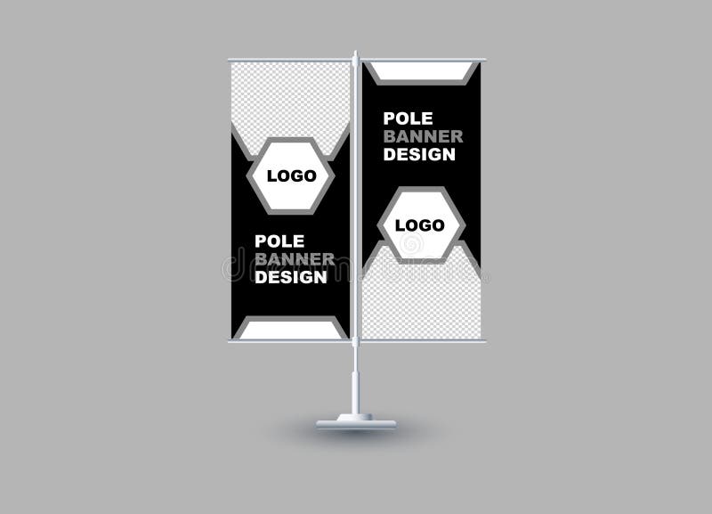 Pole Street Banner Design Template Black and Gray Advertisement Stock ...