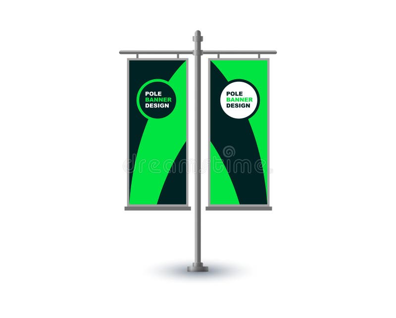 Pole Street Banner Design Template Green Advertisement Stock Vector ...