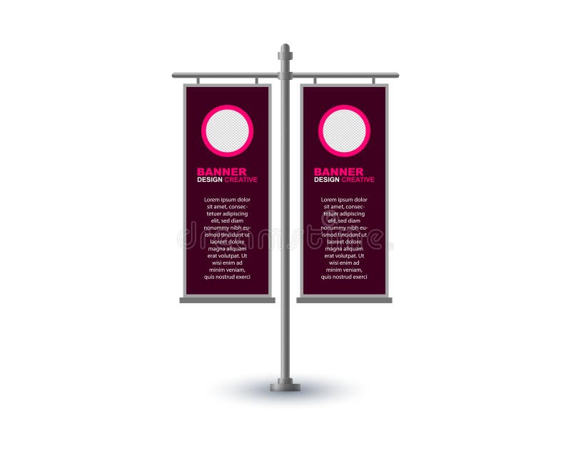 Pole Street Banner Design Template Pink Advertisement Stock Vector - Illustration of promotion ...