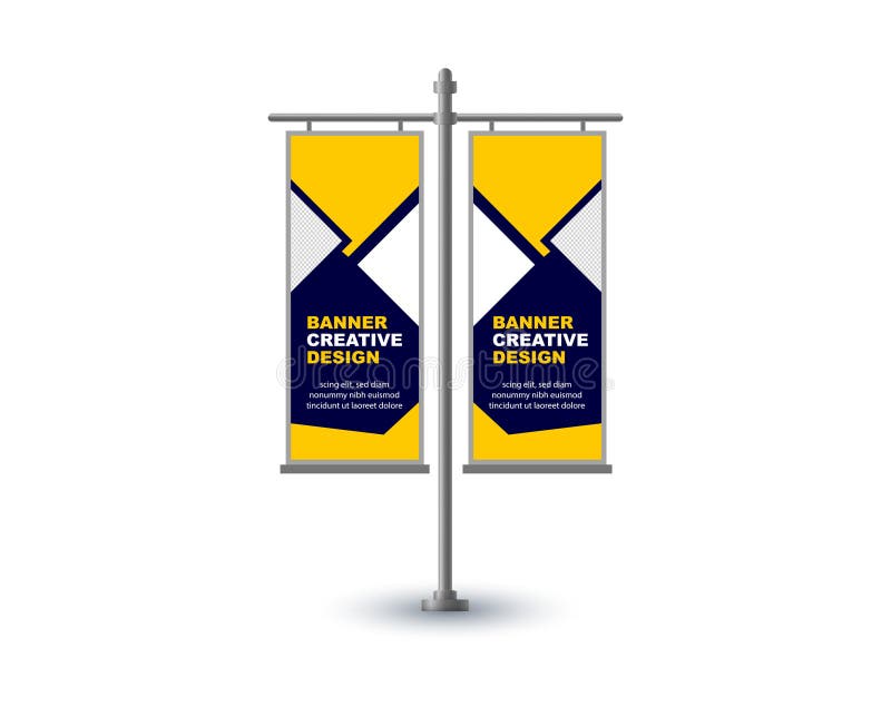 Pole Street Banner Template Design Blue and Yellow Advertisement Stock ...