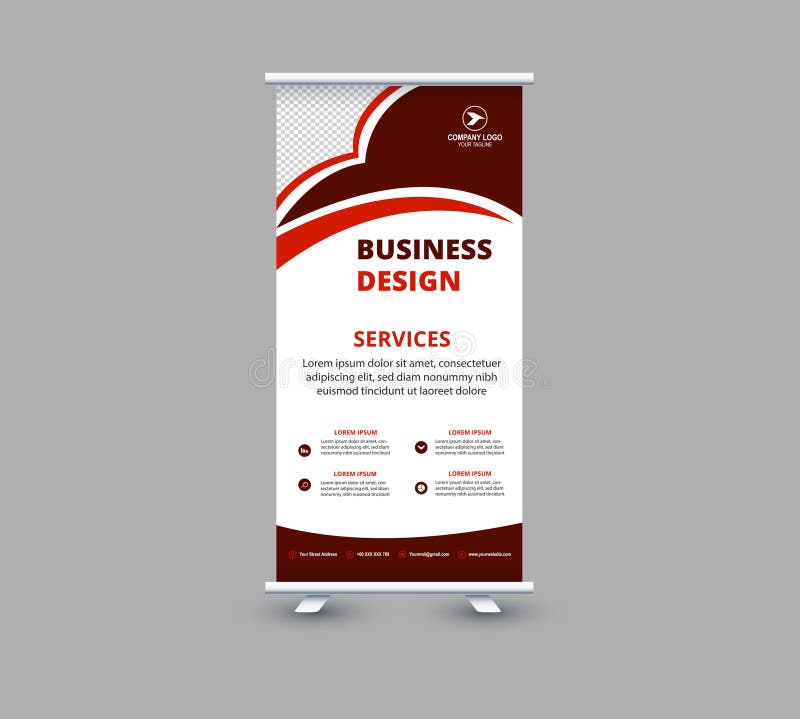 Roll Up Banner Template Design Maroon Advertisement Stock Vector ...