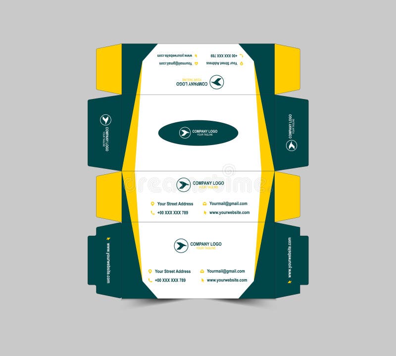 Tissue Box Template Design Green and Yellow Paper Towel Packaging Stock ...