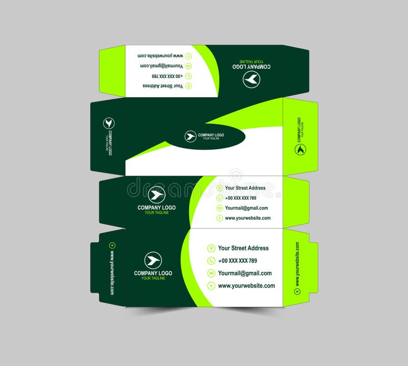 Tissue Box Template Design Green Color Paper Towel Packaging Stock ...