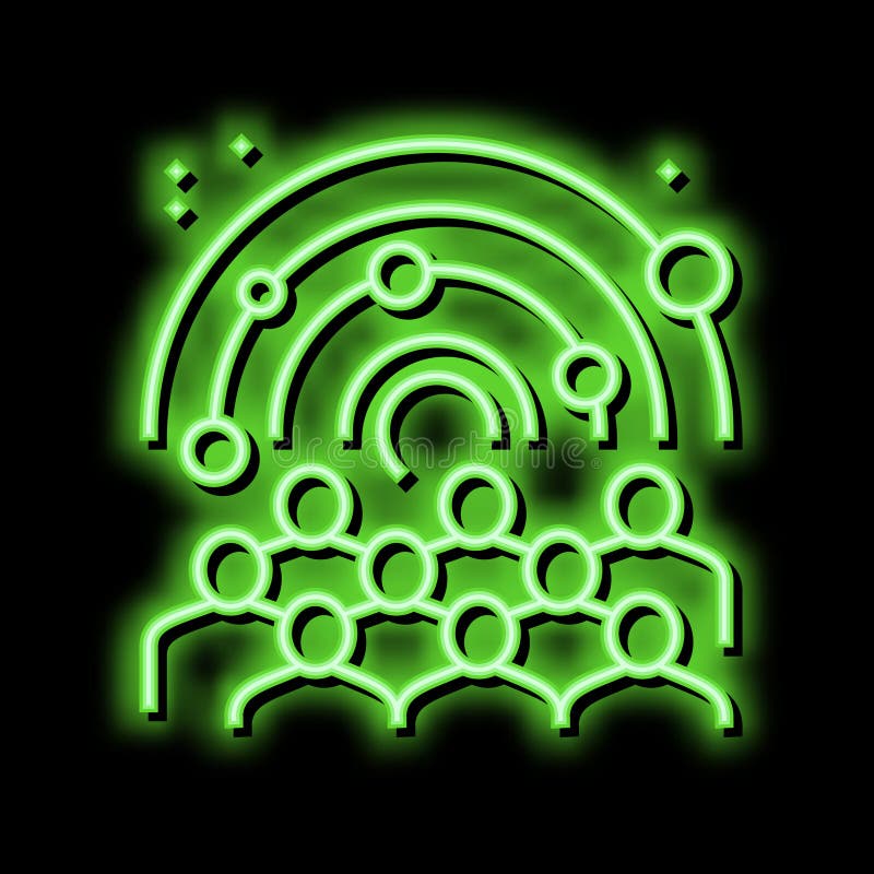 Visiters Watching on Galaxy Planets in Planetarium Neon Glow Icon ...