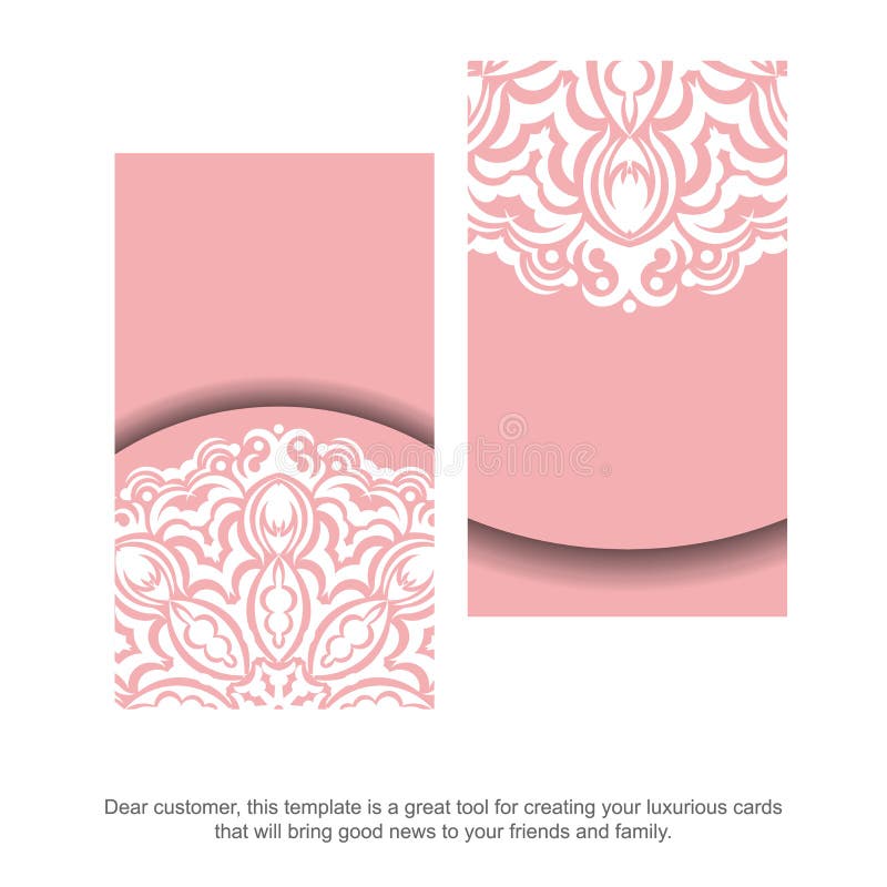 Visiting Business Card Pink with Mandala White Pattern for Your Brand ...