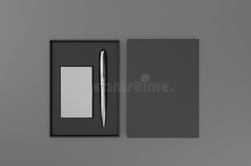 Visiting Card Holder and Pen Gift Set Box, 3d Render Illustration ...