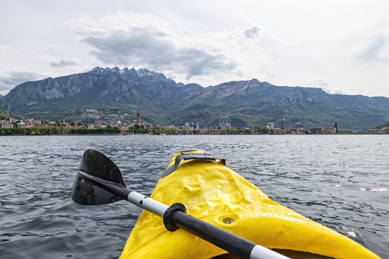 Visiting Lake Como on a Canoe Stock Photo - Image of como, paddle ...