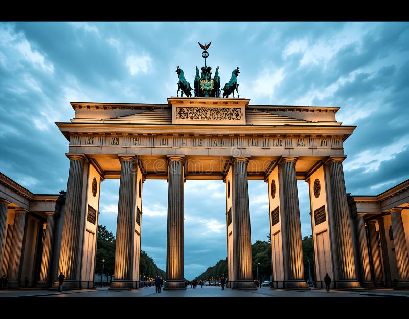 Visiting Monumental City Gate with Dramatic Sky Stock Image - Image of ...