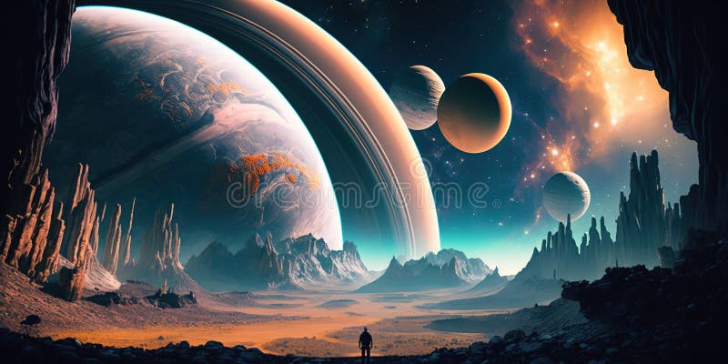 Visiting a Mysterious Planet Stock Illustration - Illustration of ...