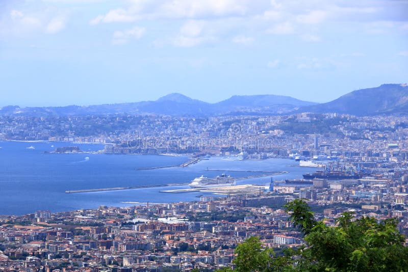 Visiting Naples, View Over the Gulf and City from Far Away Stock Photo ...