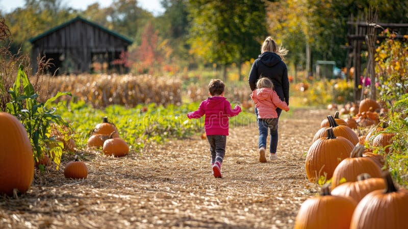Visiting a Pumpkin Patch in Fall Generated by AI Stock Illustration - Illustration of create ...