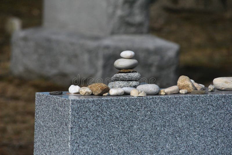 Visiting Stones on Top of Grave Stock Image - Image of headstone ...