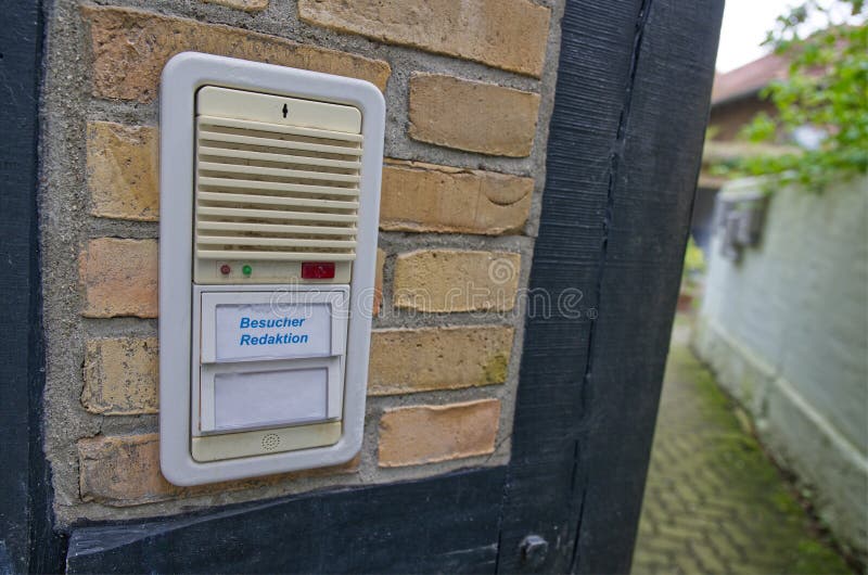 Visitor Intercom System on Brick Wall Stock Image - Image of speaker ...