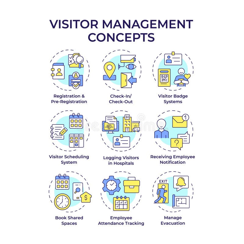 Visitor Management Multi Color Concept Icons Stock Vector ...
