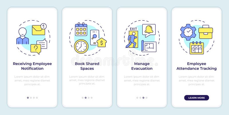 Visitor Management System Features Onboarding Mobile App Screen Stock ...