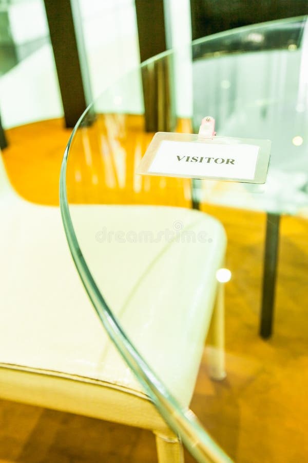 Visitor Plastic Card on Glass Table Stock Image - Image of name ...