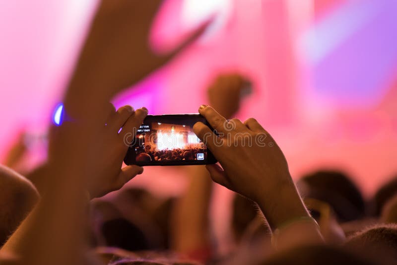 Visitor Records Live Concert Using Smartphone Stock Photo - Image of ...