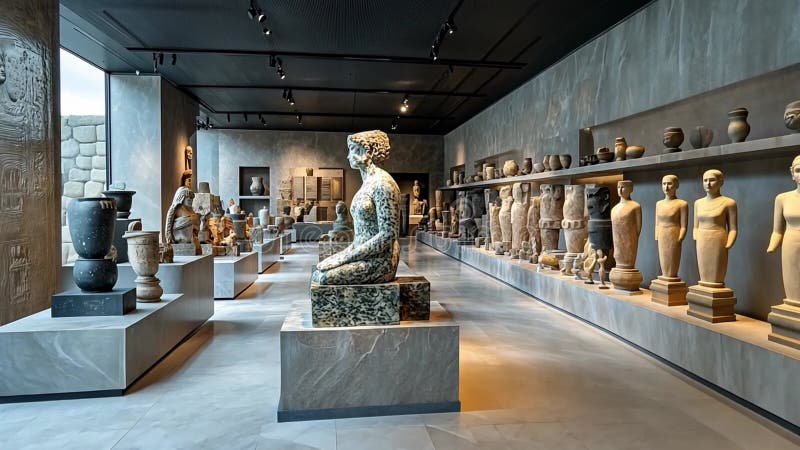 Visitors Admire a Diverse Collection of Sculptures and Artifacts from ...