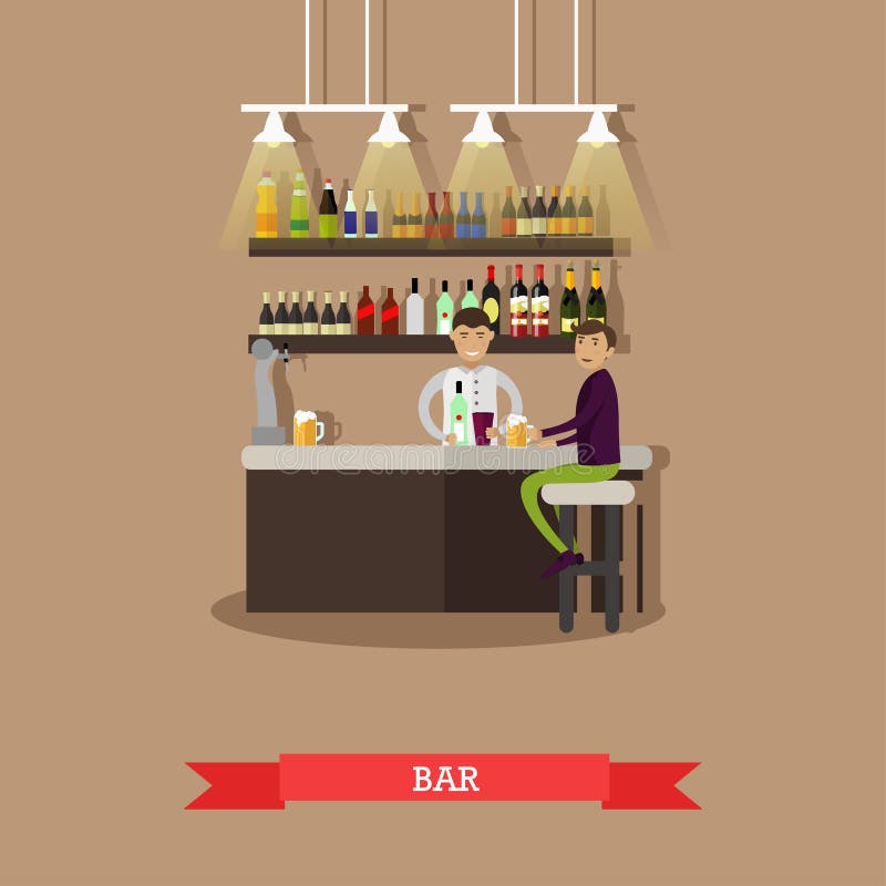 Visitors Drink Beer in a Bar. Restaurant Interior - Stock Vector Stock ...