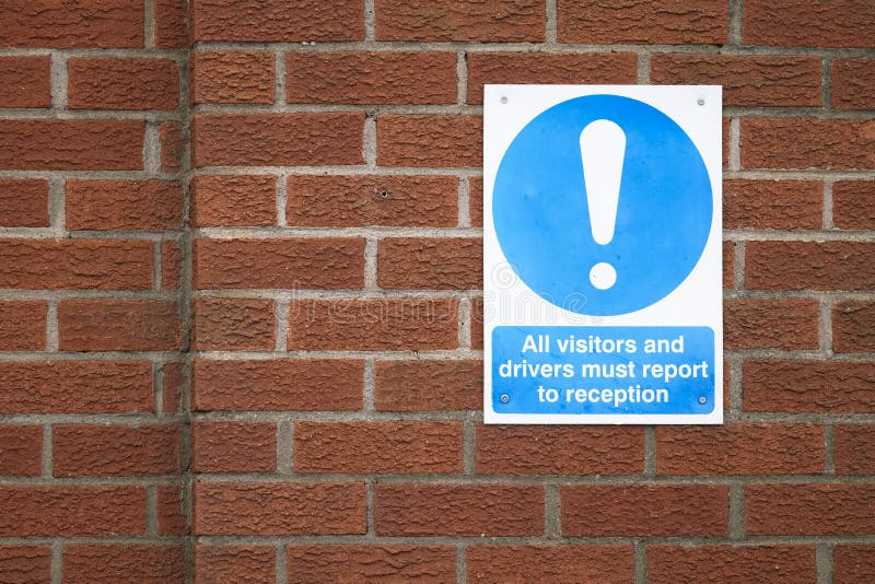 Visitors and Drivers Report To Office Reception Sign Stock Image ...