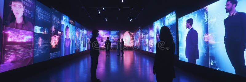 Modern Art Installation Featuring Interactive Digital Displays in a ...