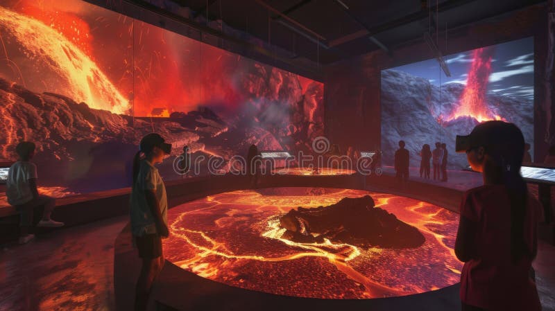 Interactive Volcano Exhibit at a Science Museum Stock Photo - Image of ...