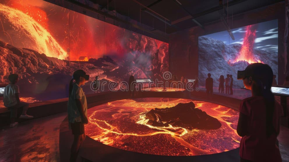 Interactive Volcano Exhibit at a Science Museum Stock Photo - Image of ...