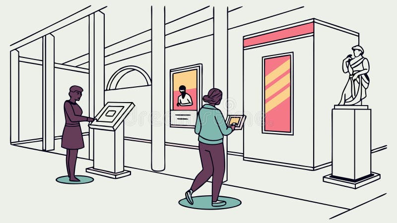 Visitors Engaging with Interactive Digital Art Displays in a Gallery ...