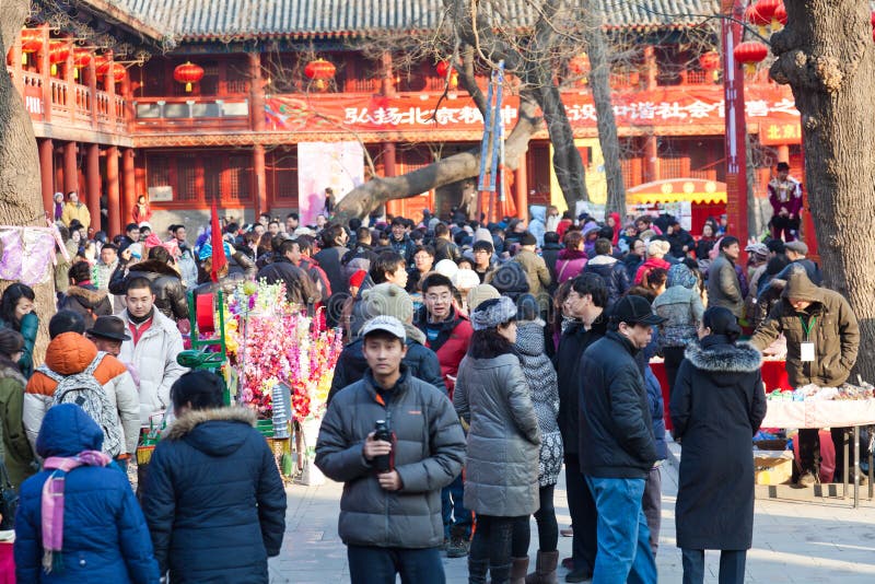 Visitors Enjoy the Spring Festival Temple Fair Editorial Stock Image ...