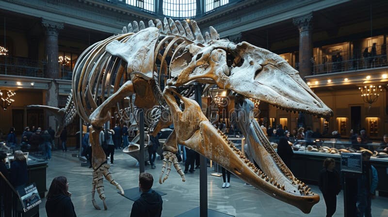 Visitors Exploring a Natural History Museum Exhibit Featuring the ...