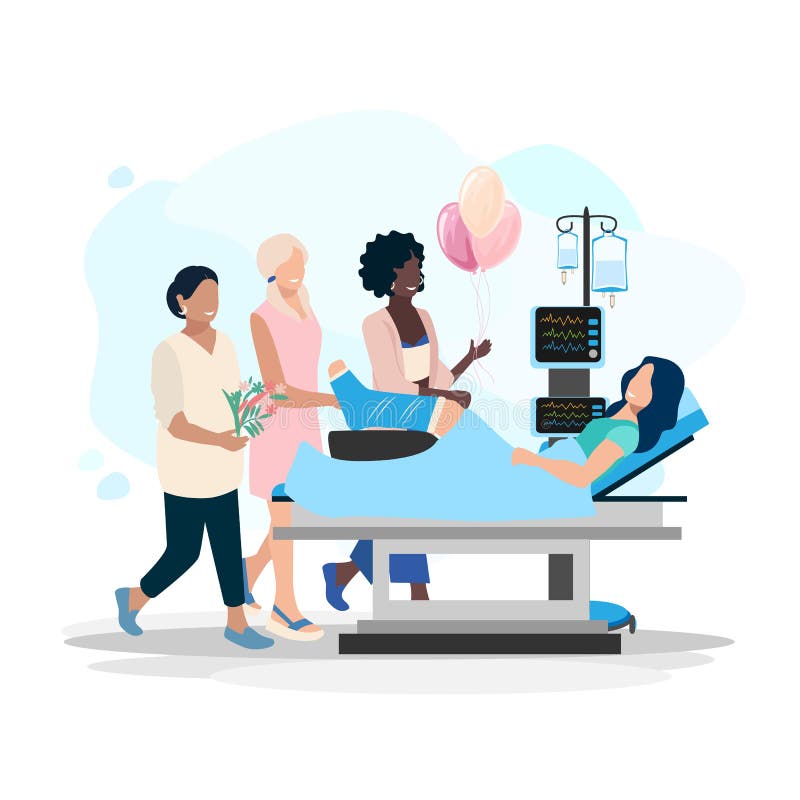 Friends Came To Visit Their Friend in the Hospital Stock Vector ...